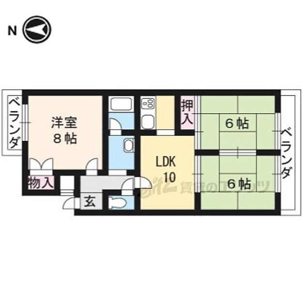 【ホームズ】でお部屋探し！サンサーラ乾 2階/202[3LDK/賃料7.7万円/60.4㎡]賃貸マンション住宅情報(物件番号:0117105-0216660、取扱い不動産会社:株式会社エリッツ ...