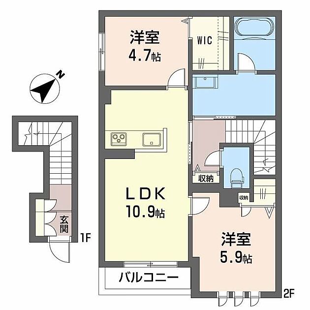 【ホームズ】岡山県総社市真壁1400-1[2LDK/賃料7.5万円/2階/60.43㎡]。賃貸アパート住宅情報