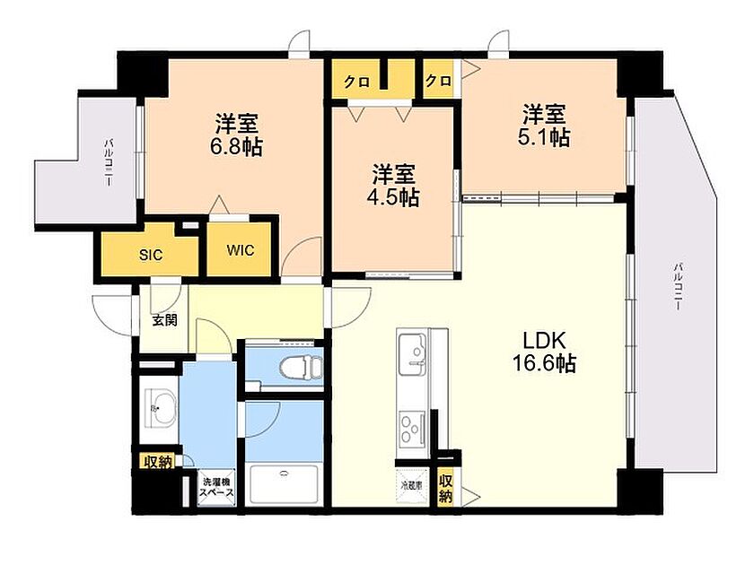【ホームズ】でお部屋探し！S−RESIDENCE藤崎balm 2階/202[3LDK/賃料27.1万円/74.16㎡]賃貸マンション住宅情報(物件番号:0131570-0061706、取扱い ...